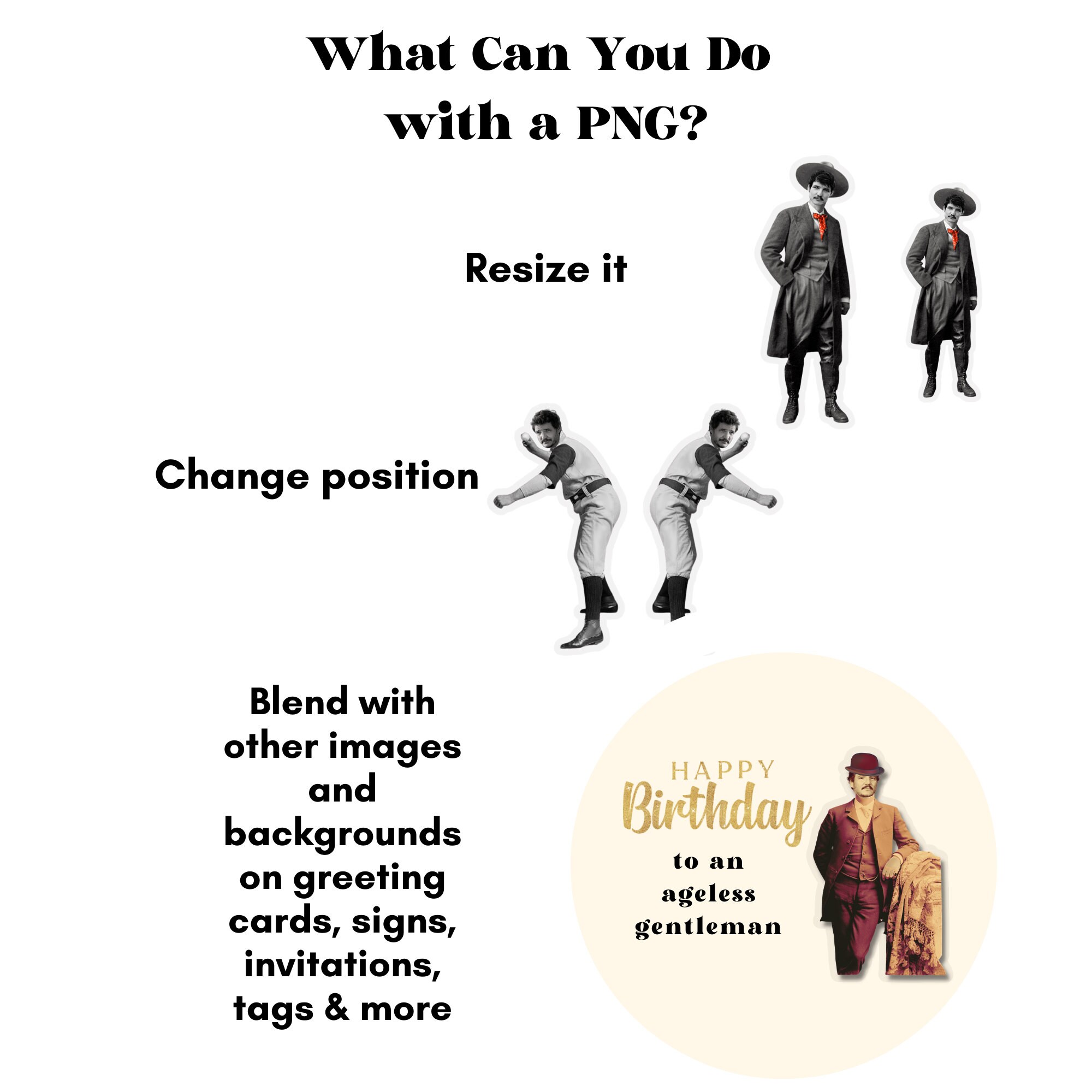 Pedro Pascal Clipart the Last of Us Fussy Cuts Vintage Clothes ...