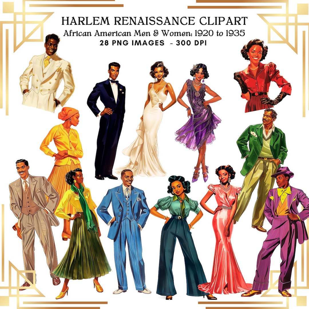 Harlem Renaissance Clipart: 1920s Fashion PNG (digital Download) - Etsy
