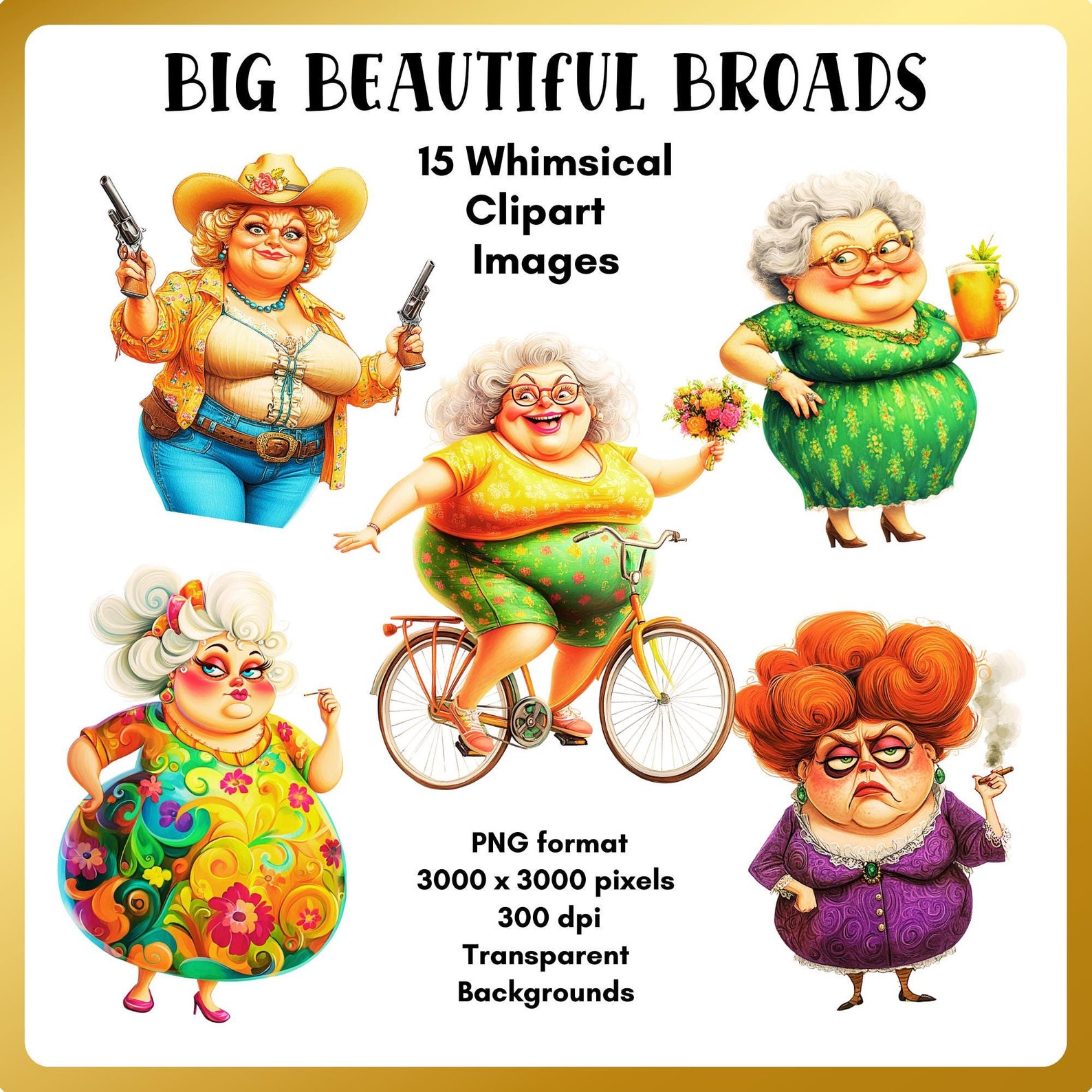 Plus Size Whimsical Women Clipart Big Beautiful Curvy Girls Fat ...