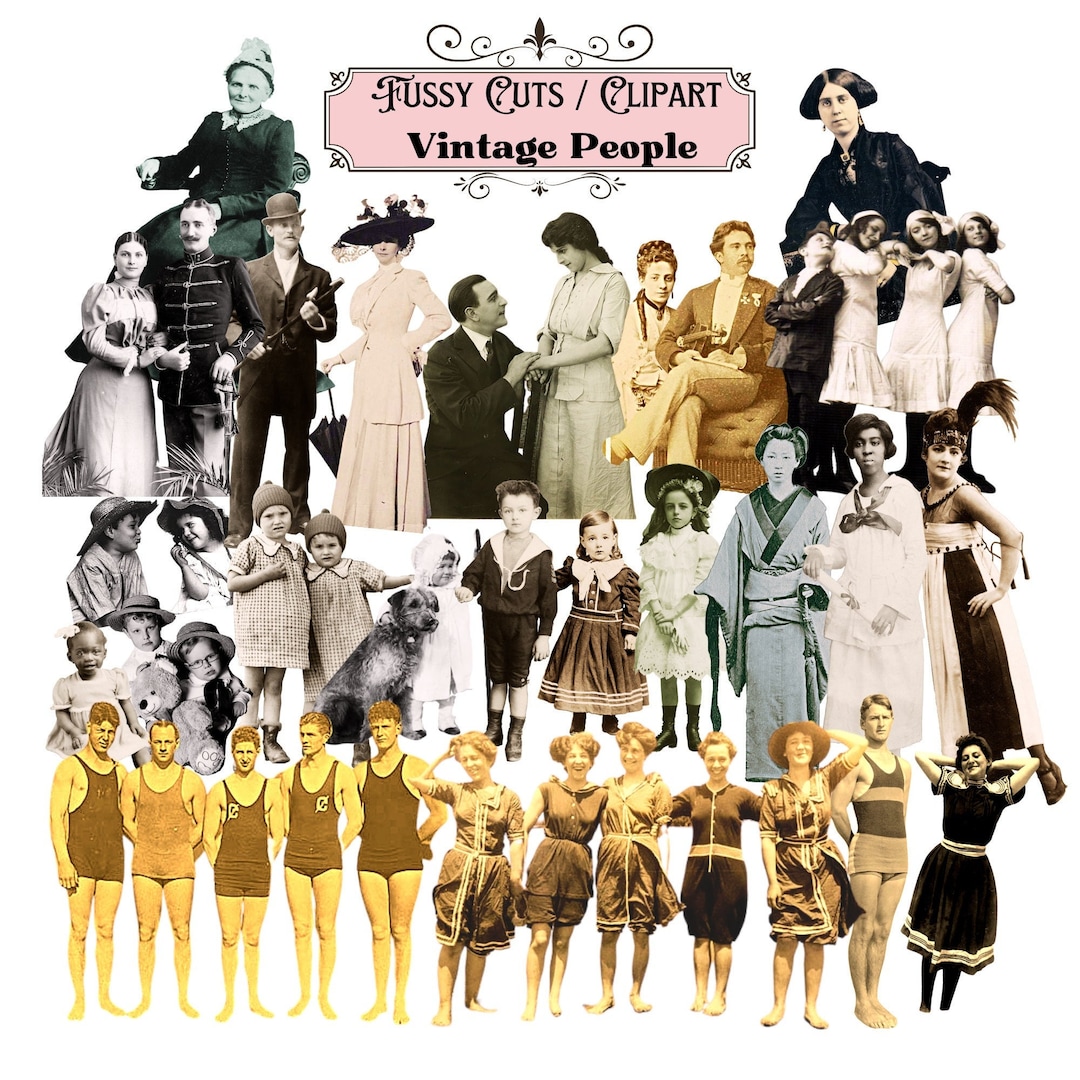 Vintage People Clipart: Retro Ephemera Fussy Cuts (PNG JPG Digital ...