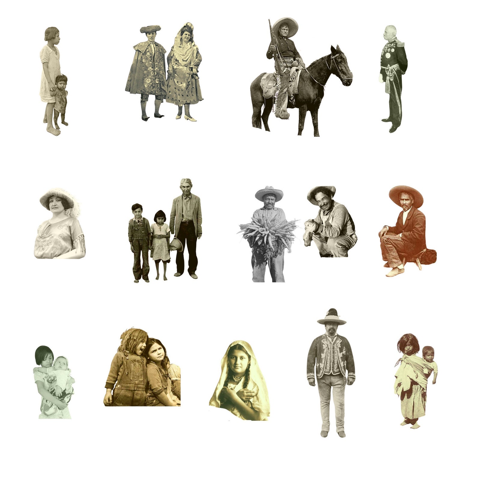 Vintage Mexican Hispanic People Clipart Fussy Cut Mexico Latin American ...