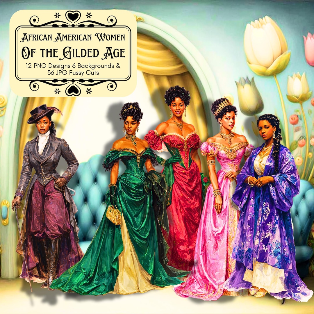 Gilded Age Black Women Clipart: Victorian Ladies PNG JPG (digital ...