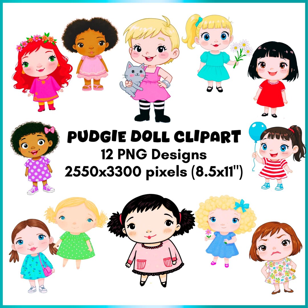 Pudgie Dolls Clipart: Whimsical Chubby Girls PNG (digital Download - Etsy