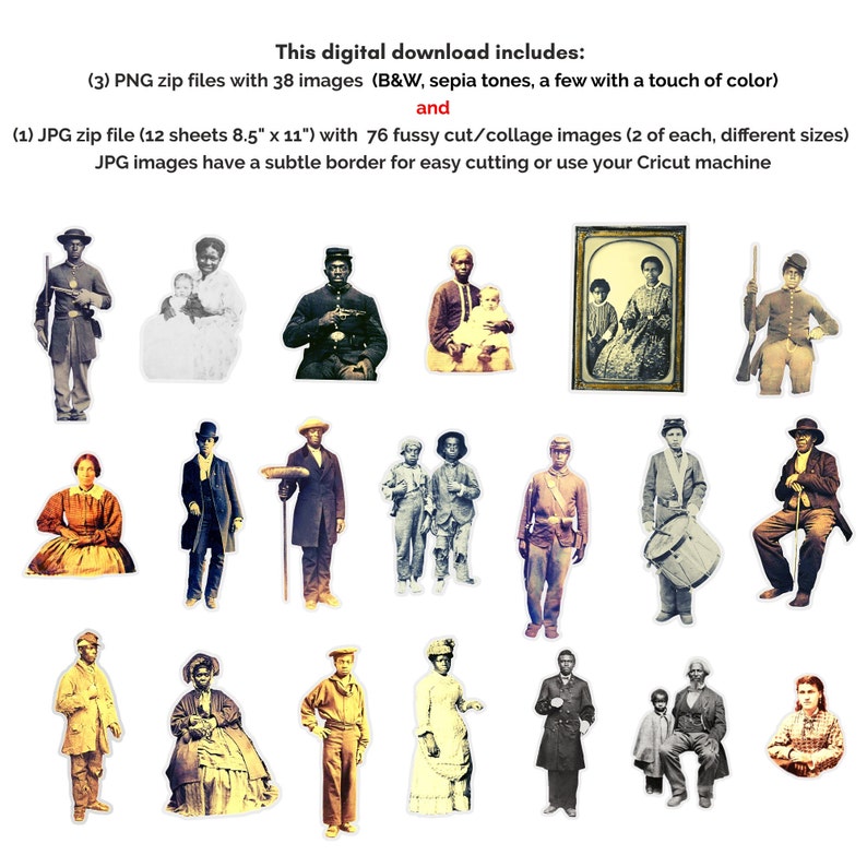 African American Civil War Fussy Cut and Digital Clipart 1800s Vintage ...