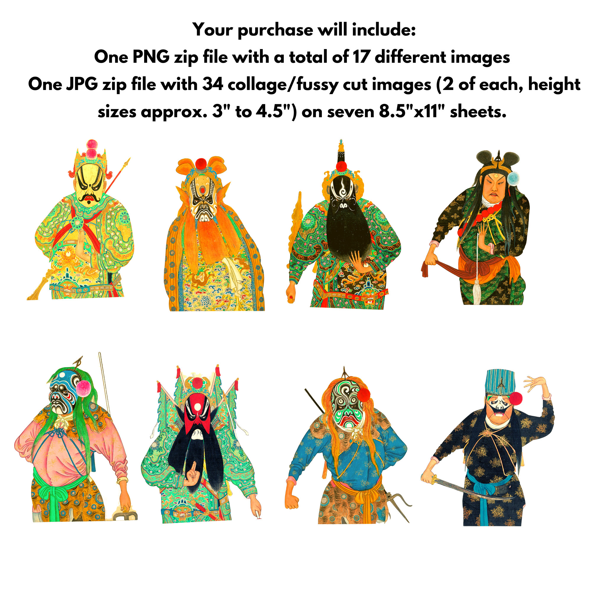 Peking Opera Vintage Chinese Clipart Fussy Cuts Ephemera Scrapbook Menu ...