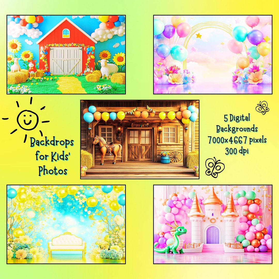 Digital Backdrop Cake Smash Birthday Party Background Boys Girls Cowboy ...