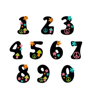 70s Groovy Alphabet Clipart: Retro Letters & Numbers PNG (digital ...