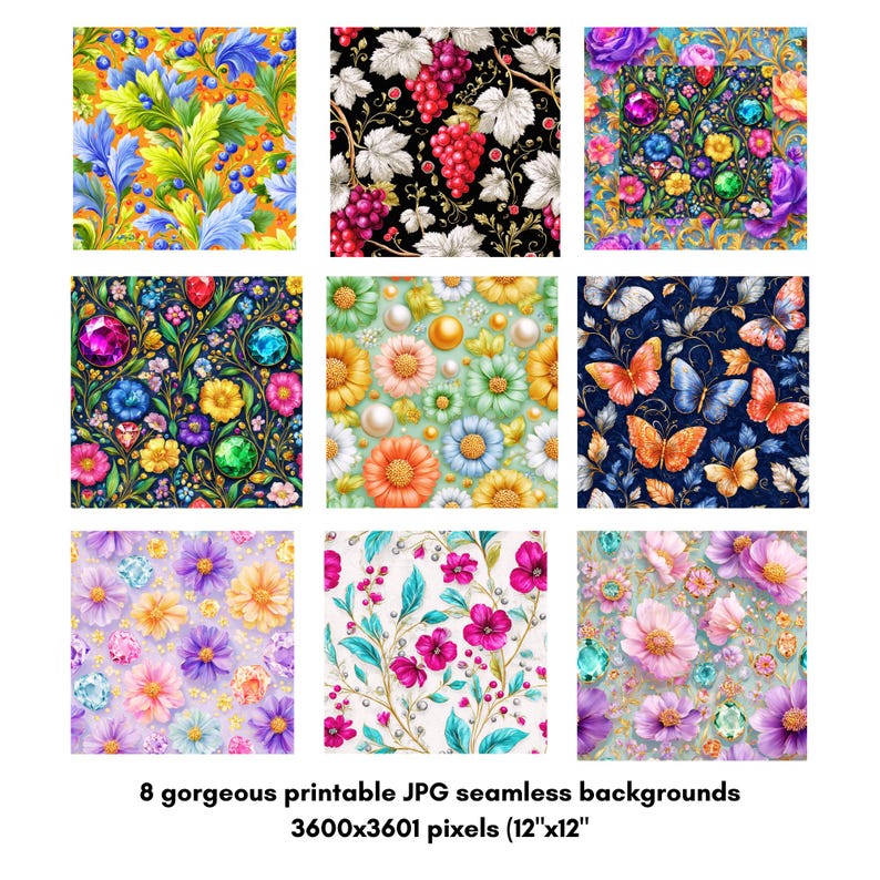 Rococo Clipart: Whimsical People, Seamless Backgrounds (PNG, JPG ...