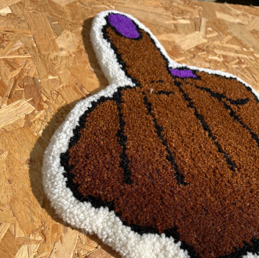 Brown Middle Finger With Purple Painted Nails Handmade Tufted - Etsy