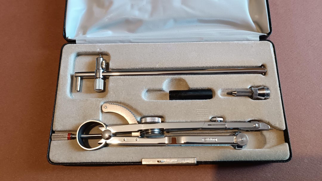 Vintage Rotring Professional Chrome Plated 3 Pieces Master Bow Compass ...