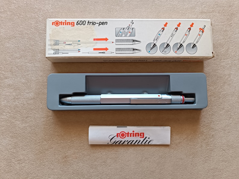 Rotring 600 Trio Silver First Ver. Ballpoint Pen Blue Red & Pencil - Etsy