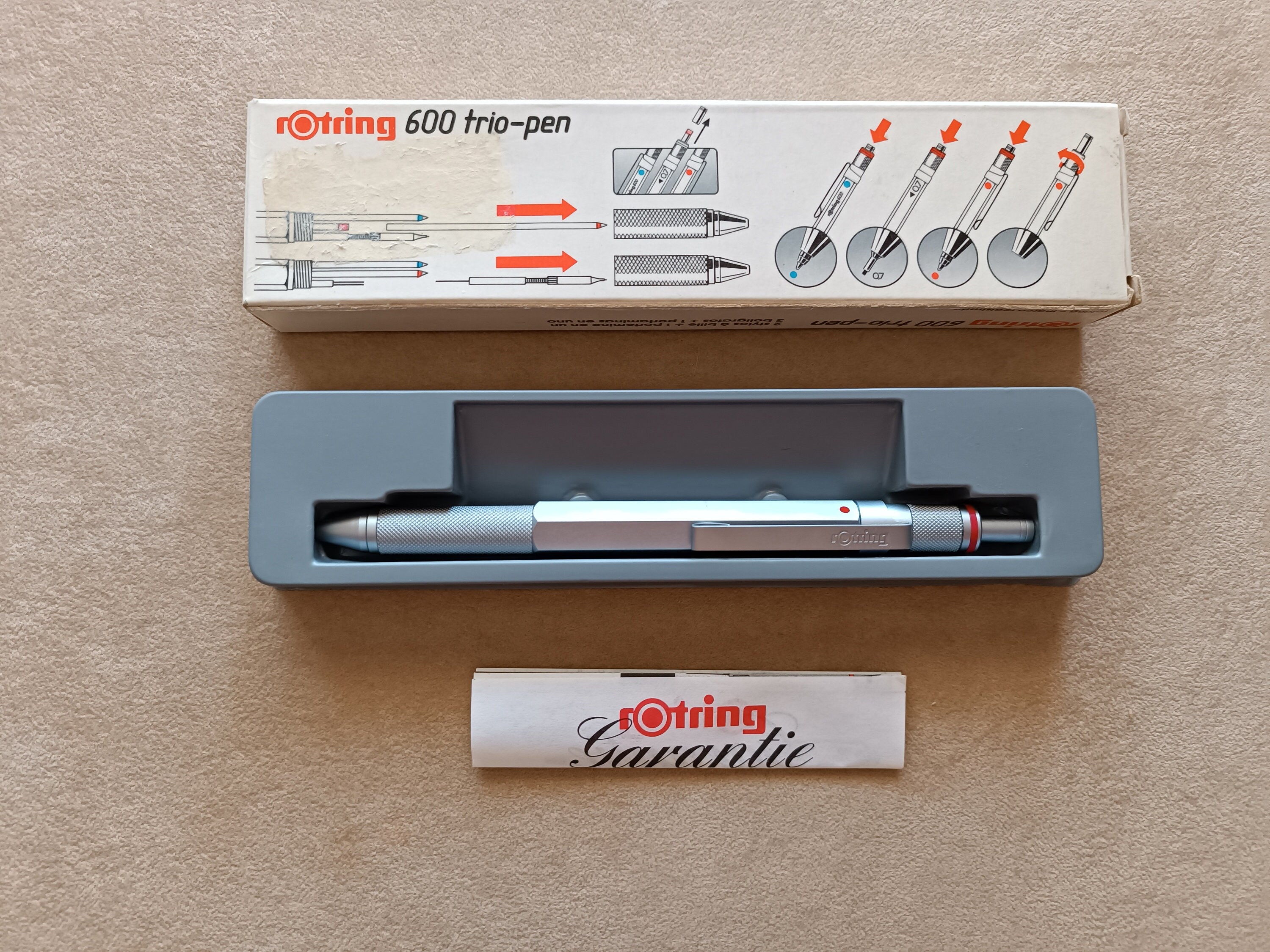 Rotring 600 Trio Silver First Ver. Ballpoint Pen Blue Red & Pencil - Etsy