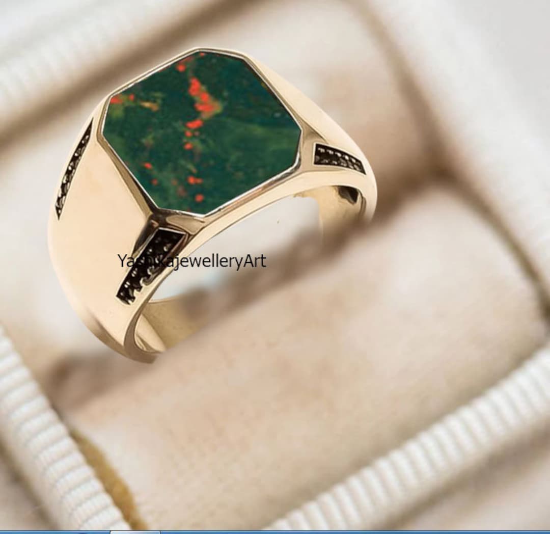 Bloodstone Ring 925 Sterling Silver Mens Bloodstone Ring - Etsy