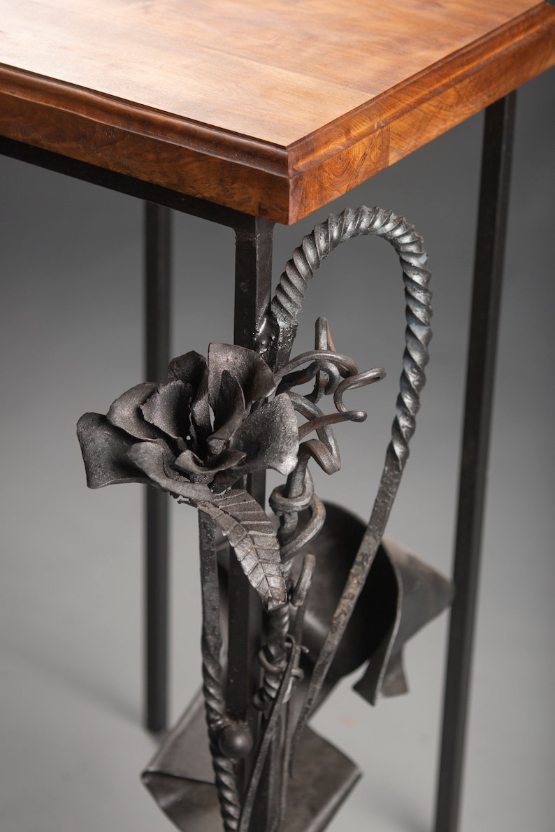 Forged Iron End Table With Wood Top - Etsy