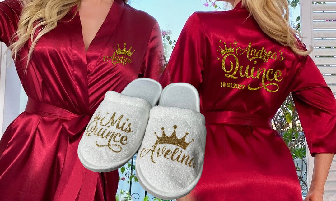 Robe With Slippers Quinceañera,mis Quince Años,robes,personalized,mis ...