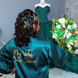 Sweet Sixteen Evergreen Emerald Green Robe Satinsmooth - Etsy