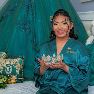 Robe Sweet Sixteen, Evergreen , Emerald, Green Robe, Satin,smooth ...