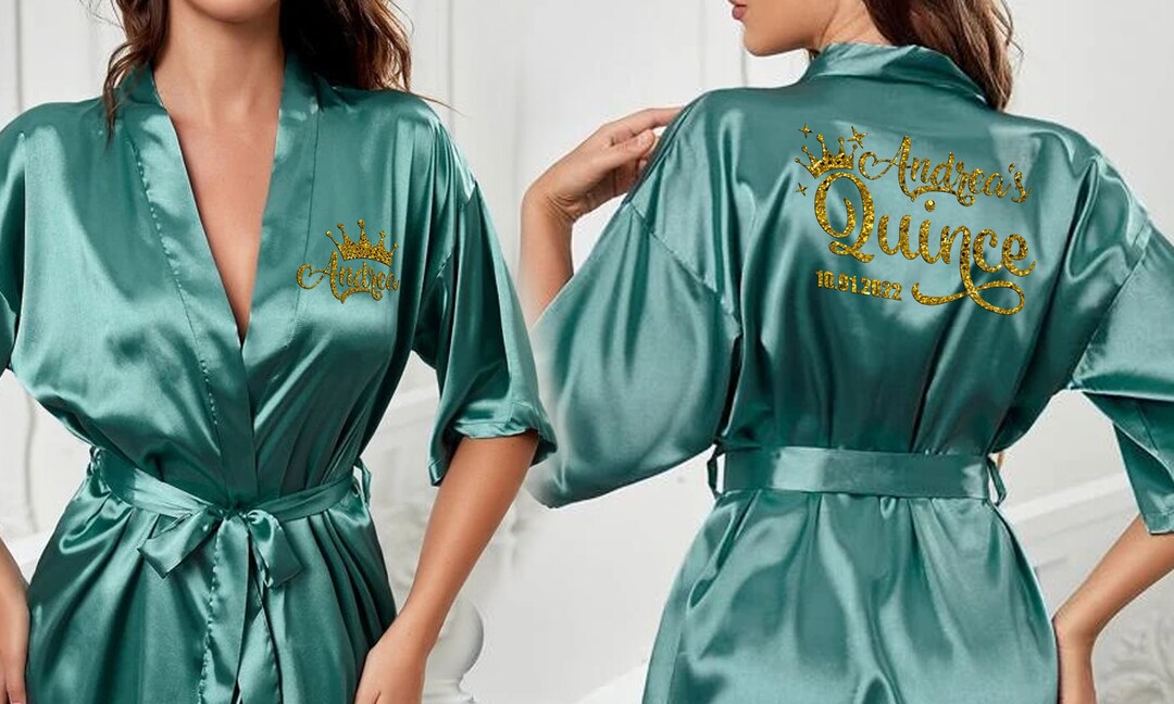 Teal Blue Robes Mis Quince, Satin Robes, Personalization,birthday Gift ...