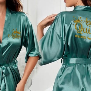 Teal Blue Robes Mis Quince, Satin Robes, Personalization,birthday Gift ...