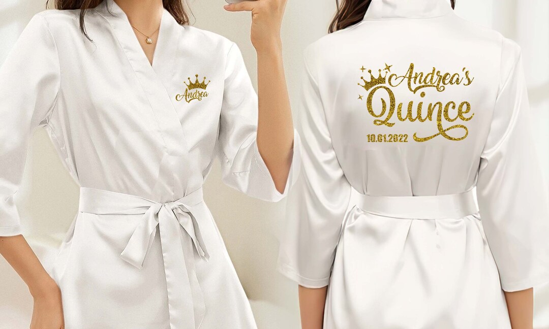 Quinceañera Robe,includes FREE Front Personalization, Mis Quince Satin ...