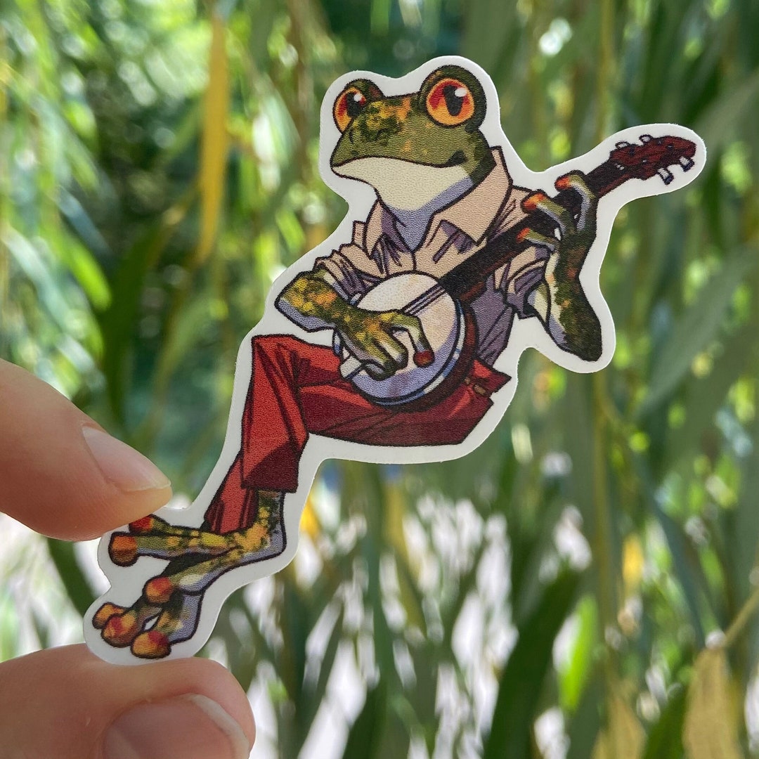 Banjo Frog Illustrated Sticker - Etsy