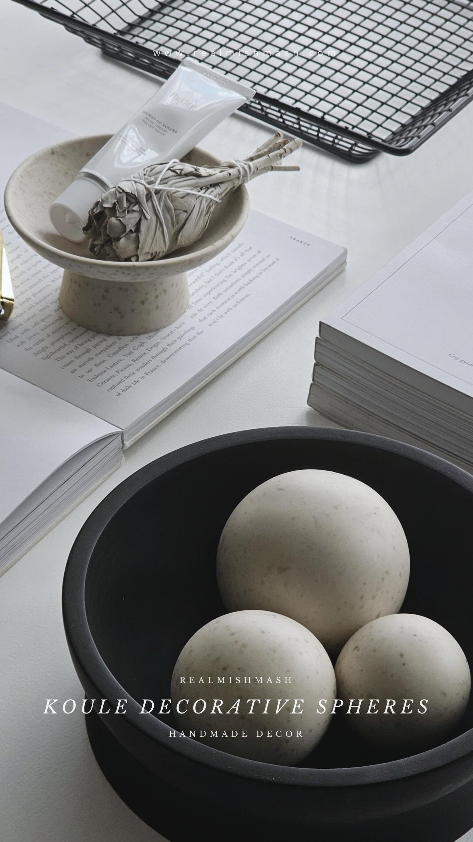 KOULE Jesmonite Decorative Ball Set: Handmade Geometric Ornaments - Etsy