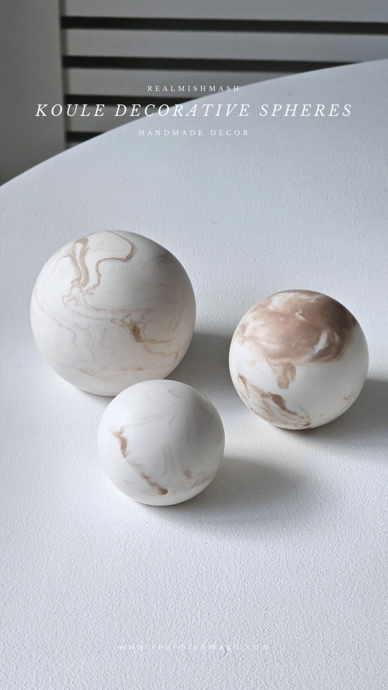 KOULE Jesmonite Decorative Ball Set: Handmade Geometric Ornaments - Etsy