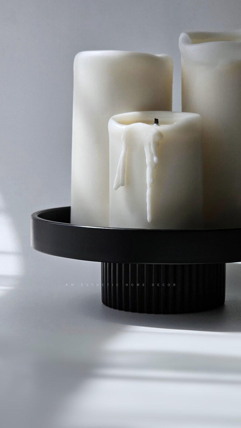 ROMA Decorative Ribbed Pedestal Tray | Handmade Shelf Decoration | Home ...