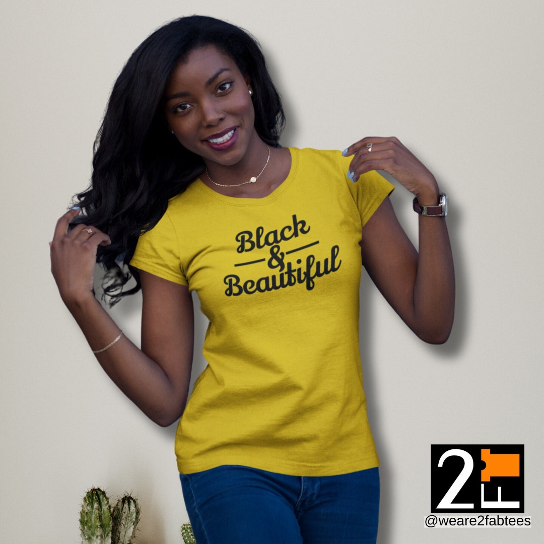 Black & Beautiful Women's Fitted T-Shirt Melanin Shirt Black Queen ...