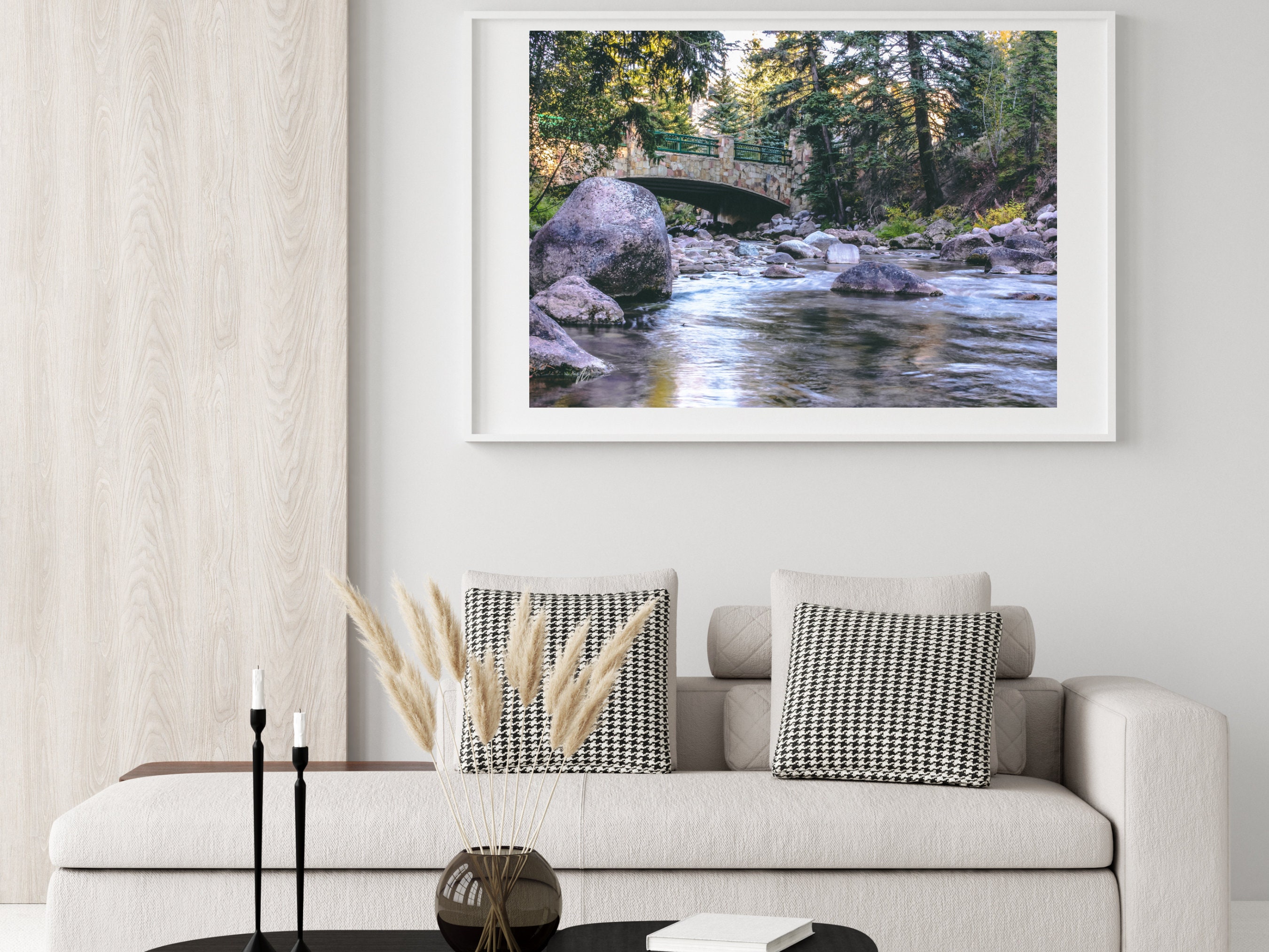 River Bridge Stream Forest, Rustic Landscape Photo Art, Nature ...