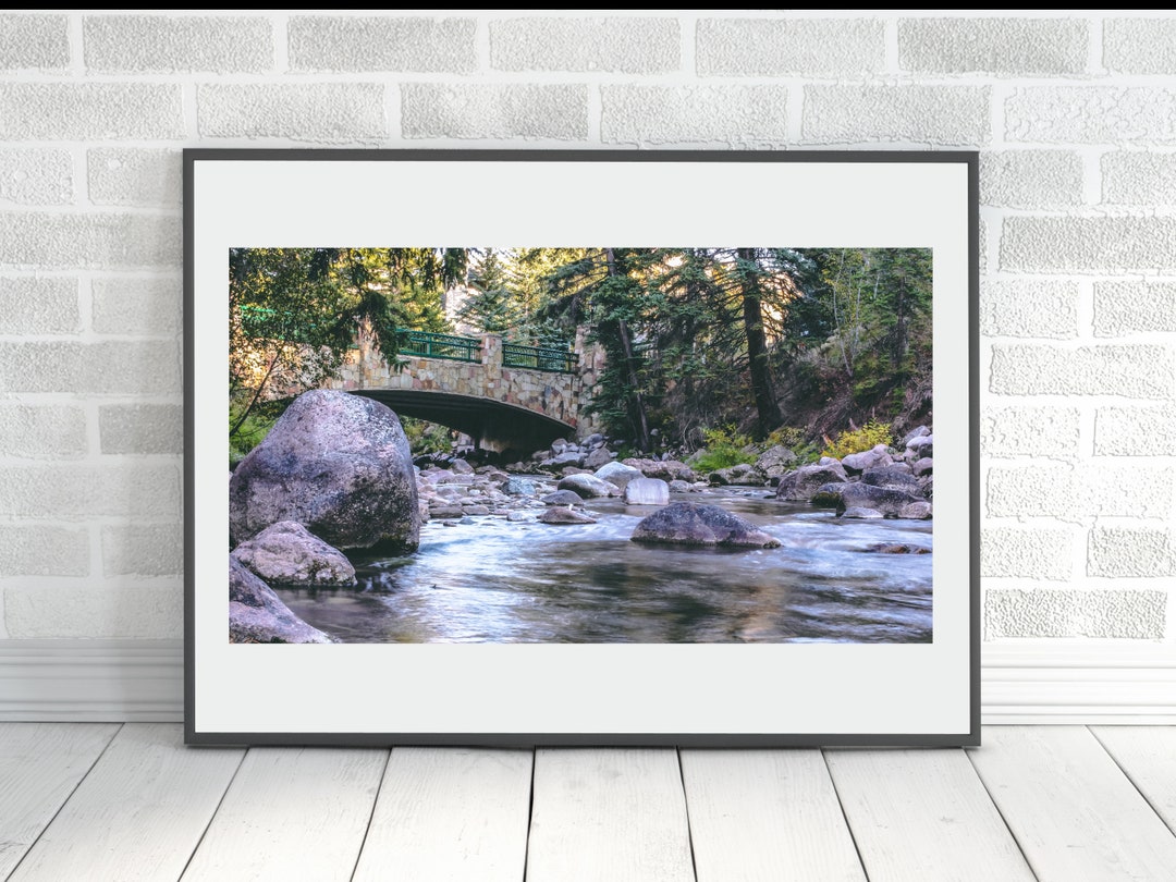 River Bridge Stream Forest, Rustic Landscape Photo Art, Nature ...