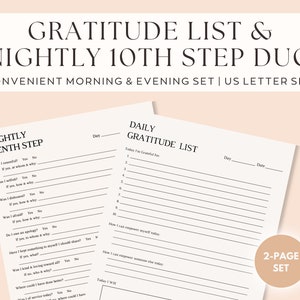 INVENTORY & GRATITUDE LIST Clean Worksheet Duo, Alcoholics Anonymous ...