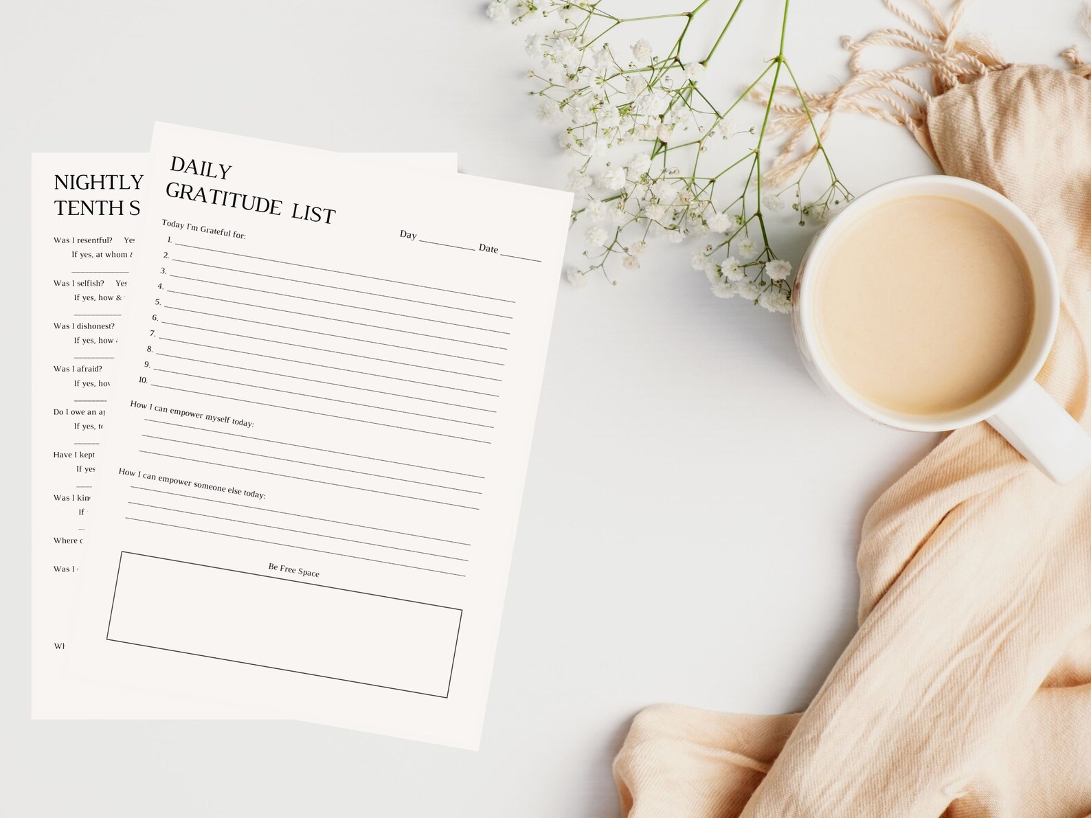 INVENTORY & GRATITUDE LIST Clean Worksheet Duo, Alcoholics Anonymous ...