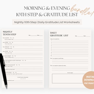 INVENTORY & GRATITUDE LIST Clean Worksheet Duo, Alcoholics Anonymous ...