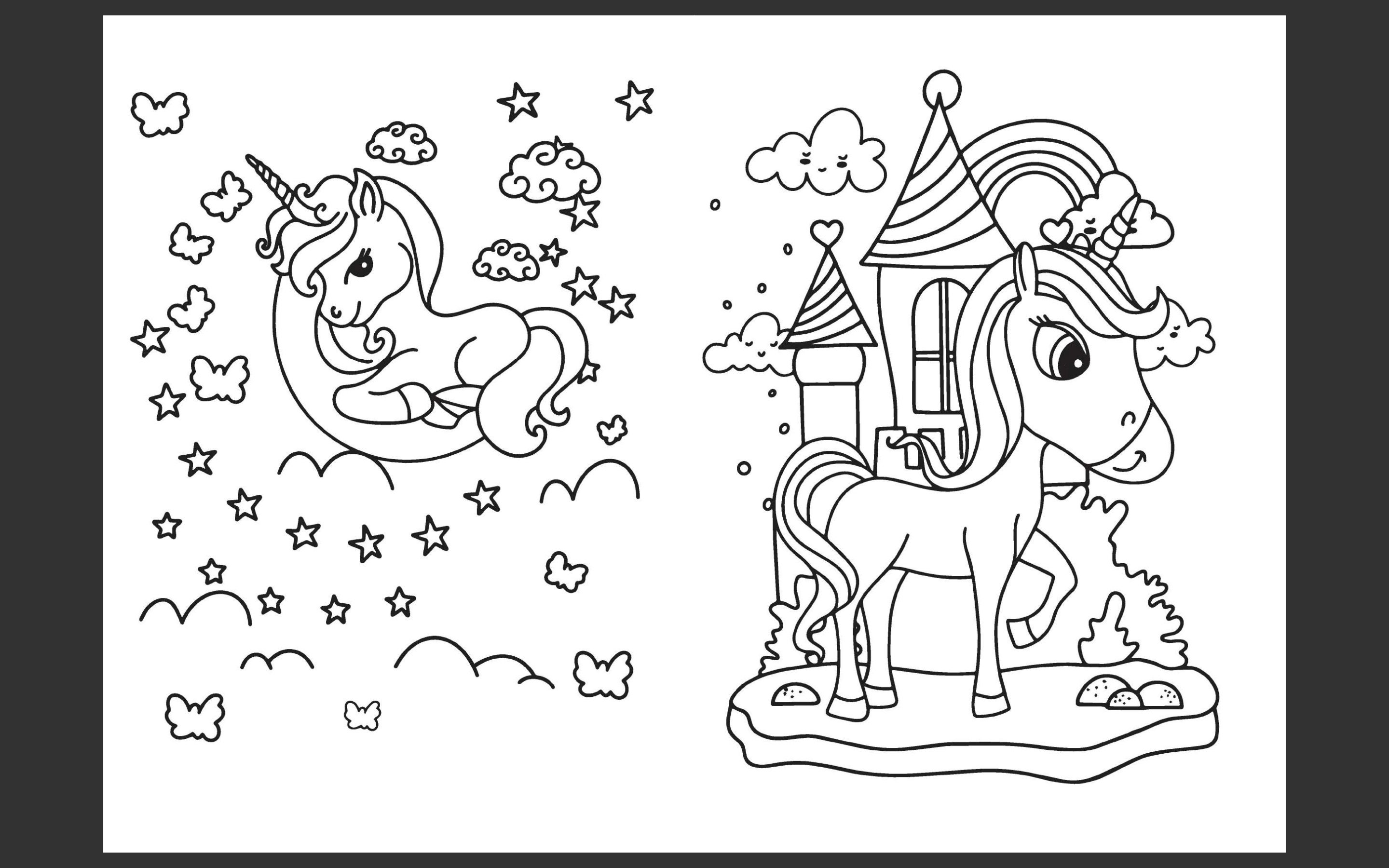 50-page Kids Unicorn Coloring Book Printable Magical Coloring Pages ...