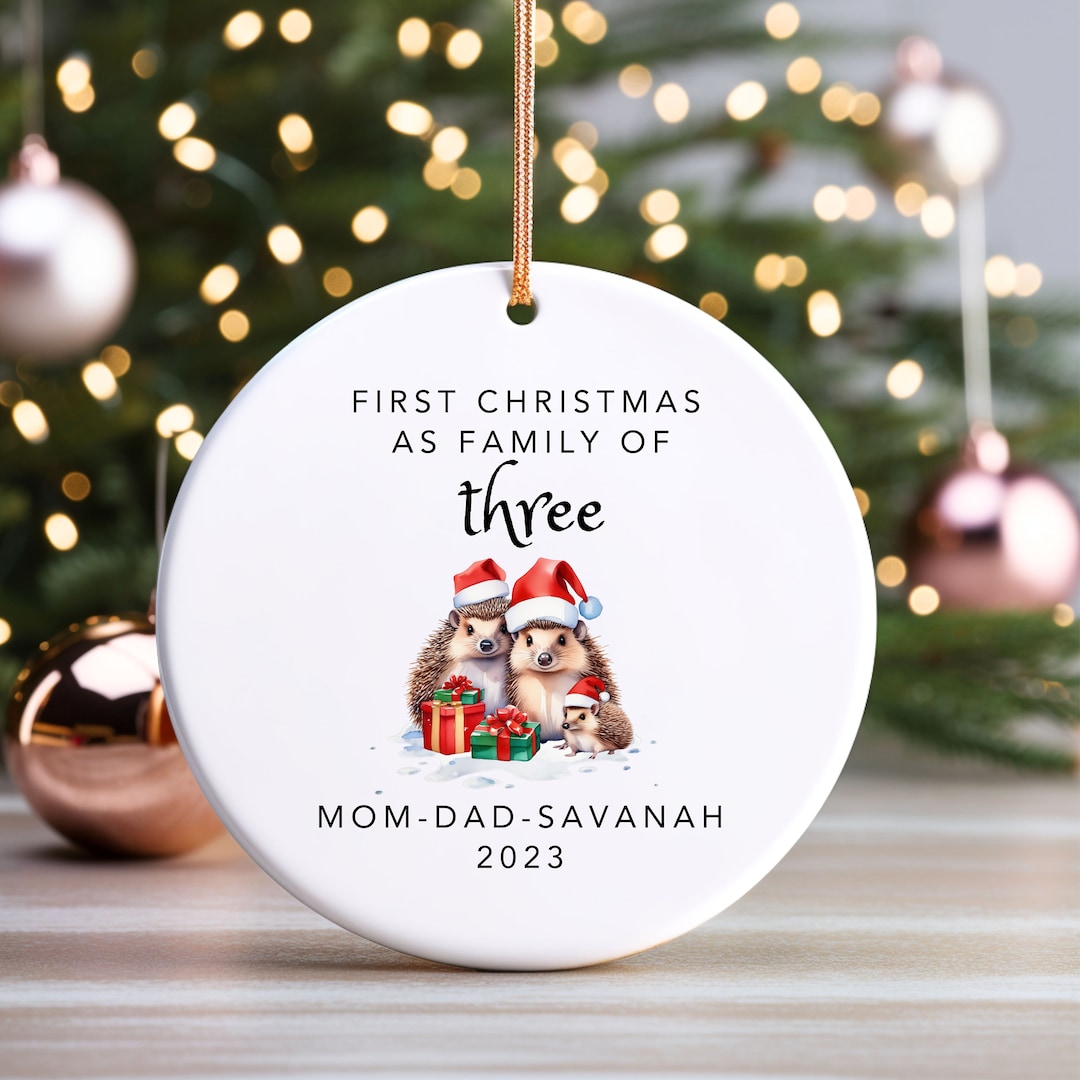 First Christmas as Family of Three Variation A, Personalized Christmas ...