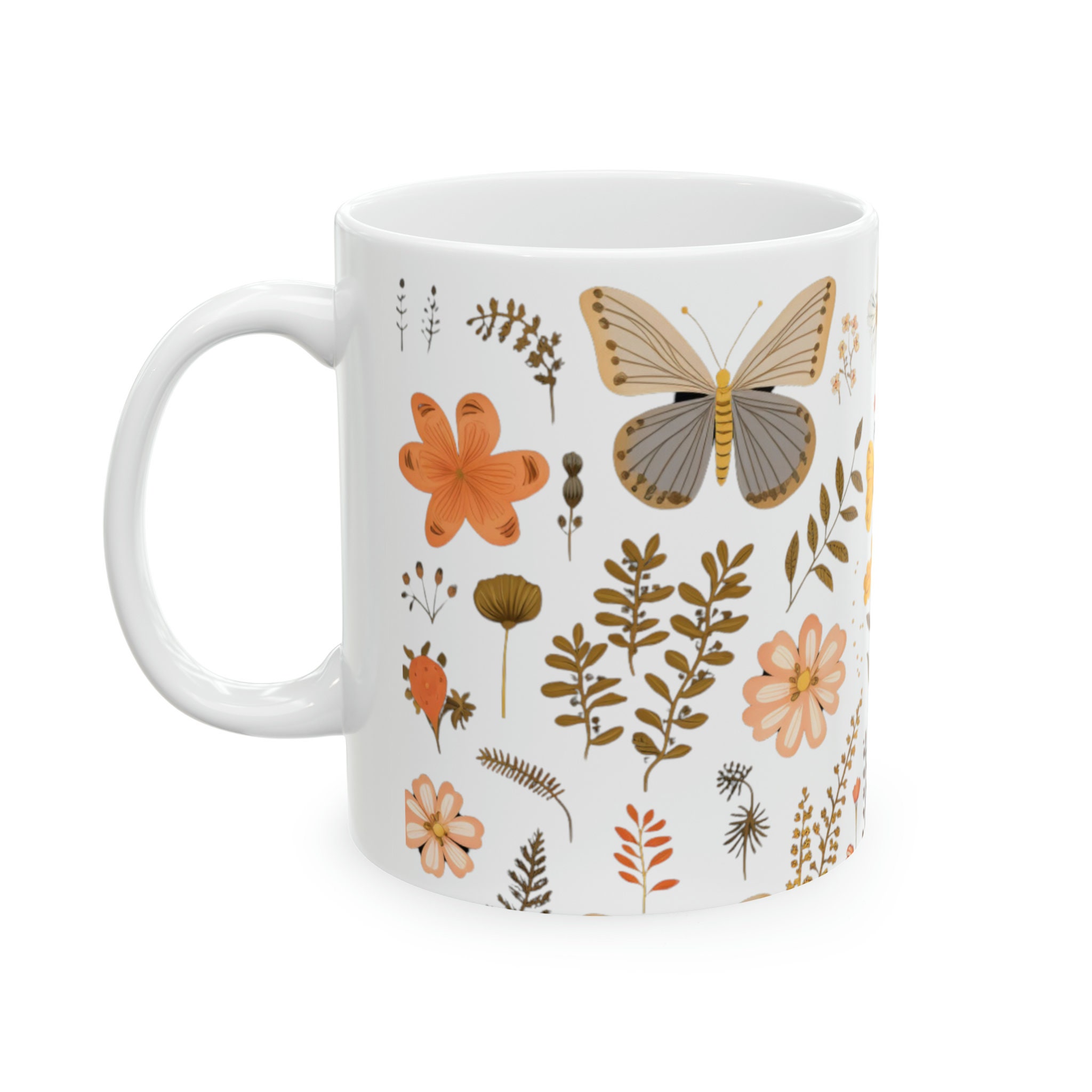 Boho Wildflowers Cottage Core Coffee Mug S.1, Pressed Floral Mug ...