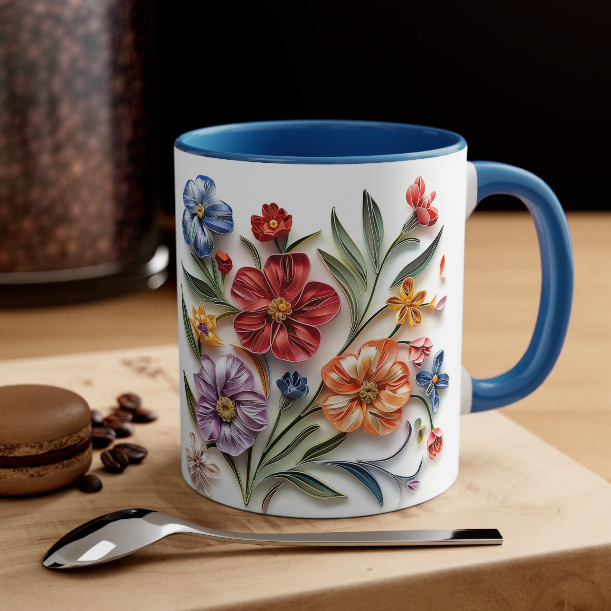 Exquisite Coffee Mugs Embellished With Intricate Paper Quill Flowers ...