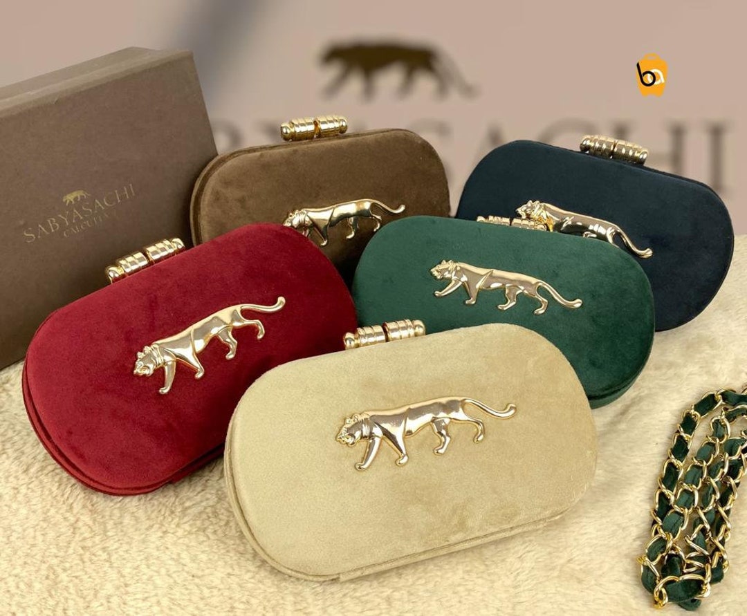Sabyasachi Inspired Clutches,metal Box Clutch Fully Covered With Suede Subtle Clutch Purse for ...