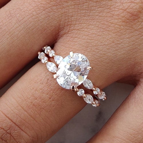 Oval Moissanite Engagement Ring Oval Anniversary Ring 14K Rose - Etsy