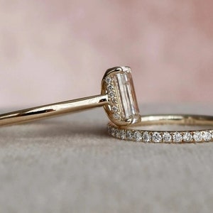 2 Ct Emerald Cut Moissanite Wedding Ring Set, Moissanite Engagement ...