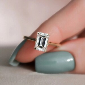 2 Ct Emerald Cut Moissanite Wedding Ring Set, Moissanite Engagement ...