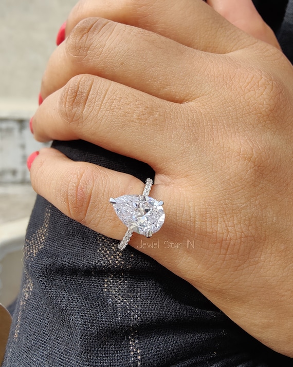 Pear shaped engagement ring etsy store