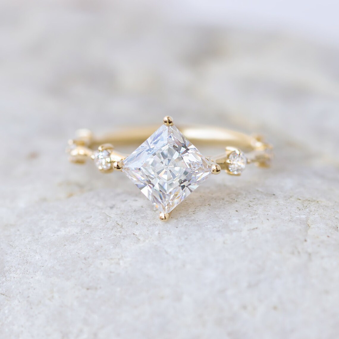 1.5 CT Princess Cut Engagement Ring Set Princess Cut - Etsy