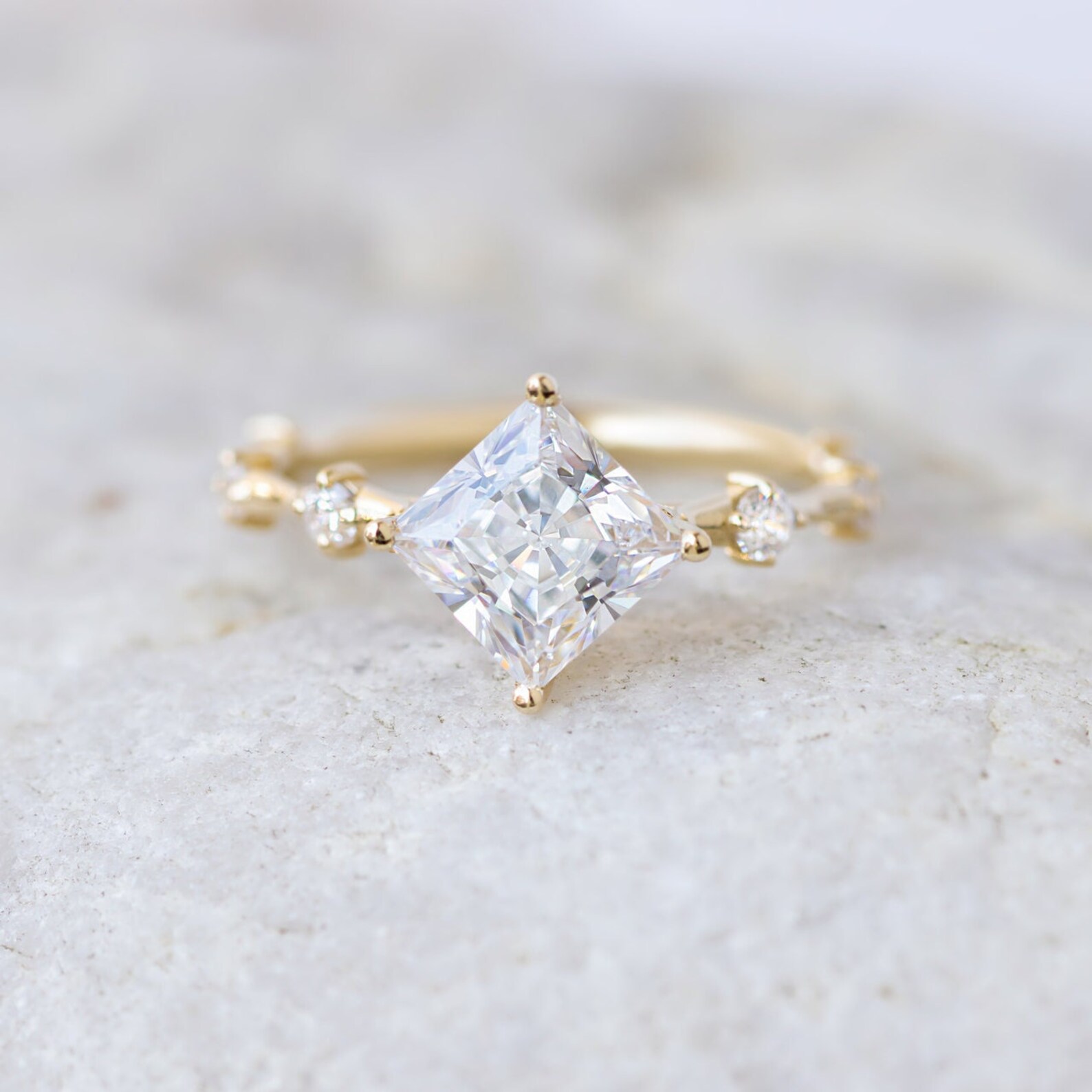 1.5 CT Princess Cut Engagement Ring Set Princess Cut - Etsy