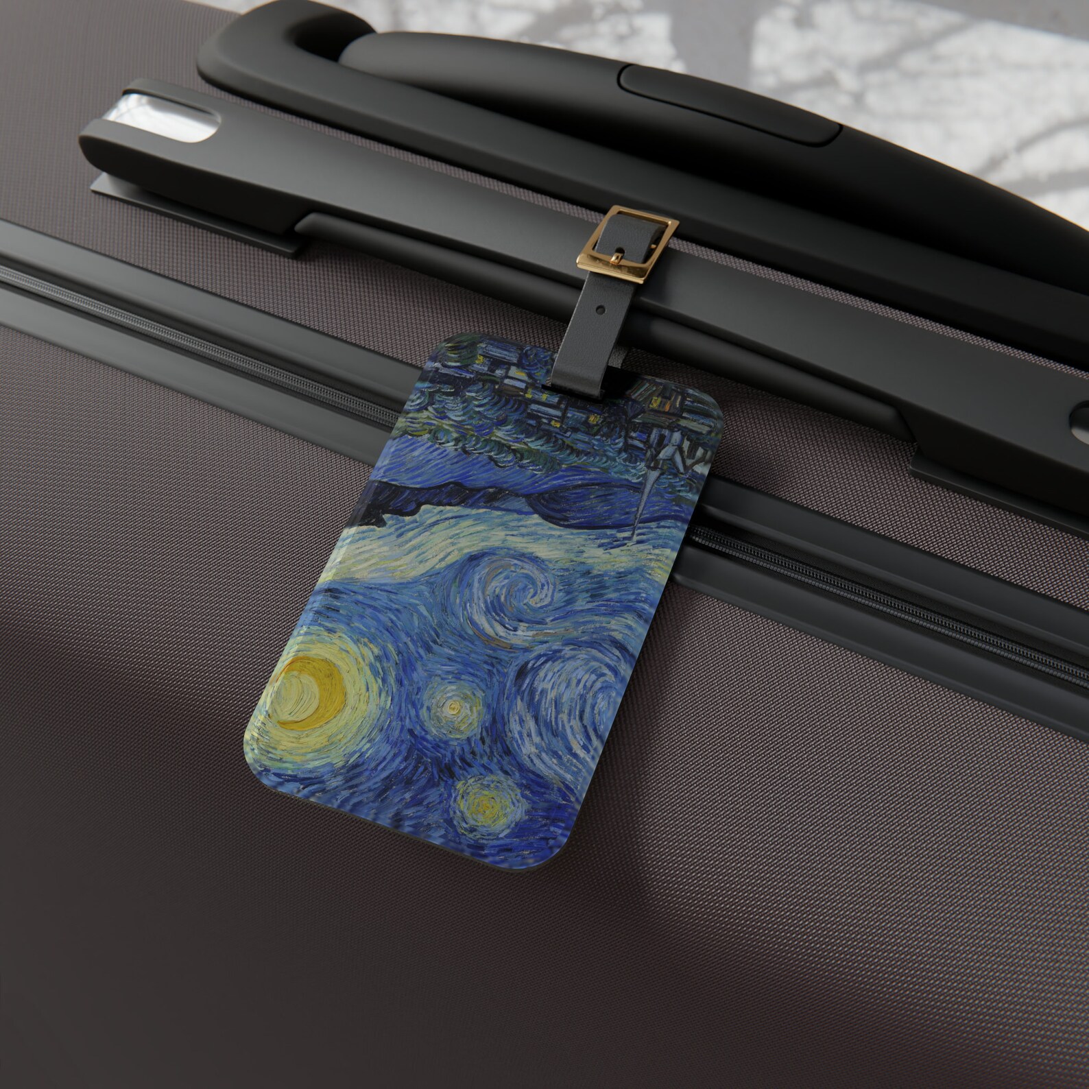 Van Gogh-themed Starry Night Luggage Tag W Adjustable Leather Strap - Etsy