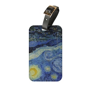 Van Gogh-themed Starry Night Luggage Tag W Adjustable Leather Strap - Etsy