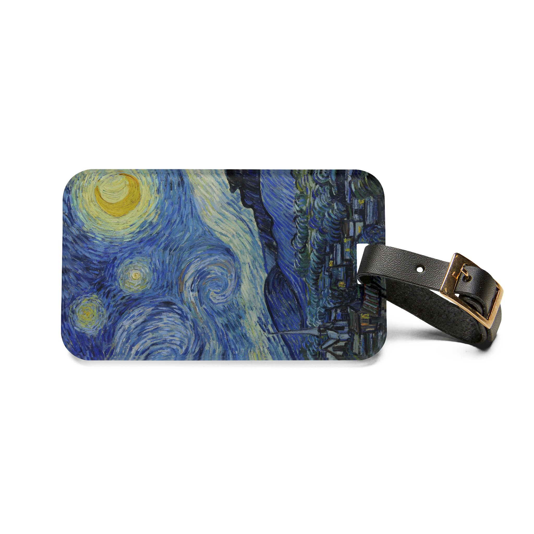 Van Gogh-themed Starry Night Luggage Tag W Adjustable Leather Strap - Etsy