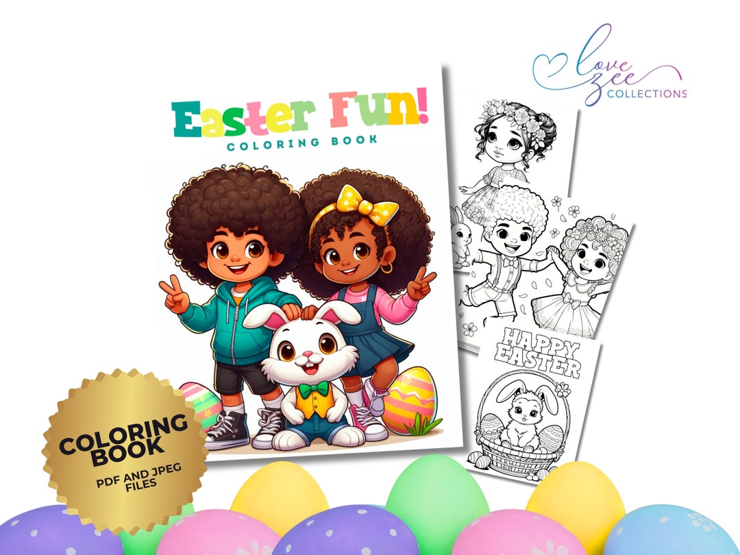 Easter Fun Coloring Book, Print Ready Download, Cute Easter Kids ...