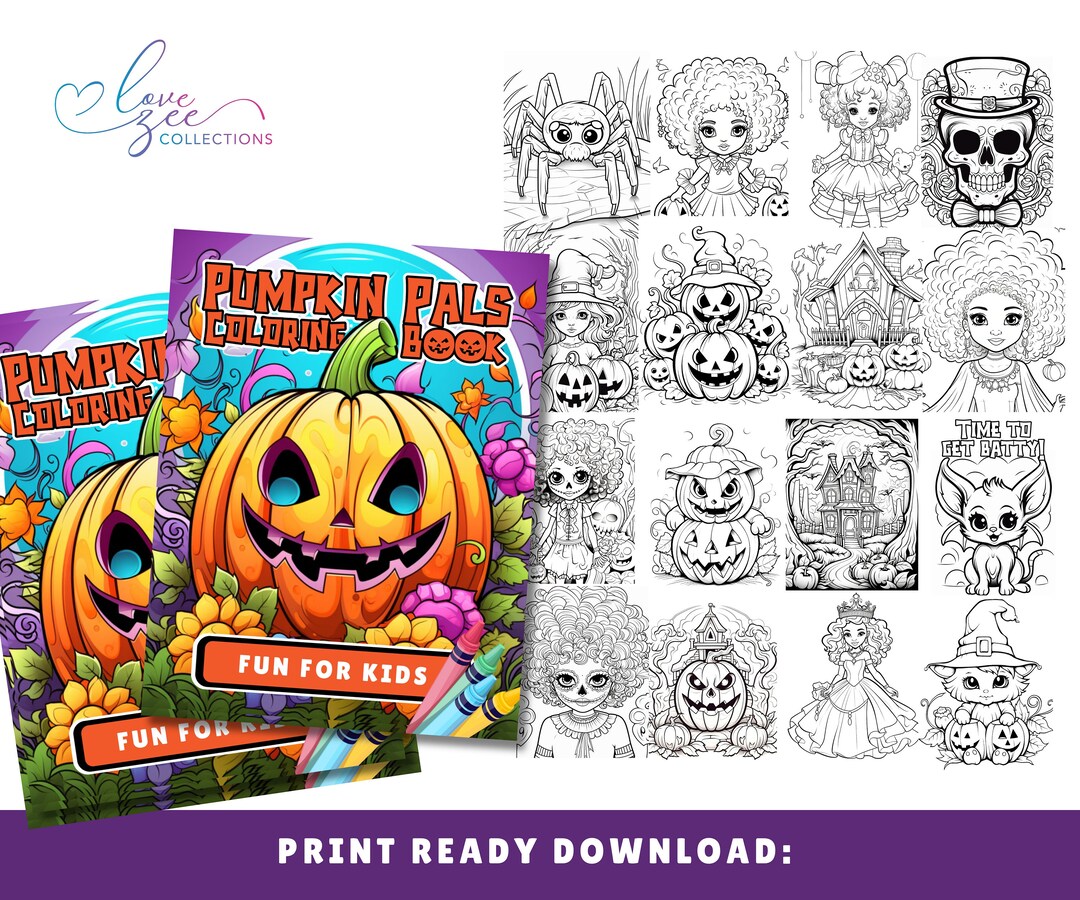 Pumpkin Pals Coloring Book, Print Ready Download, Cute Halloween Kids ...